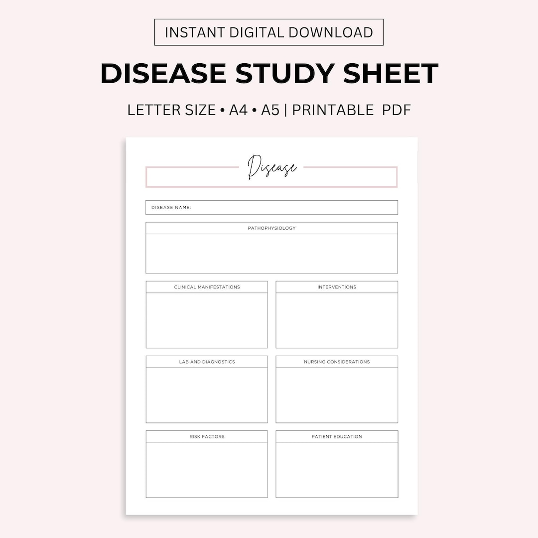 Nursing Student Disease Process Printable, Student Nurse Templates ...