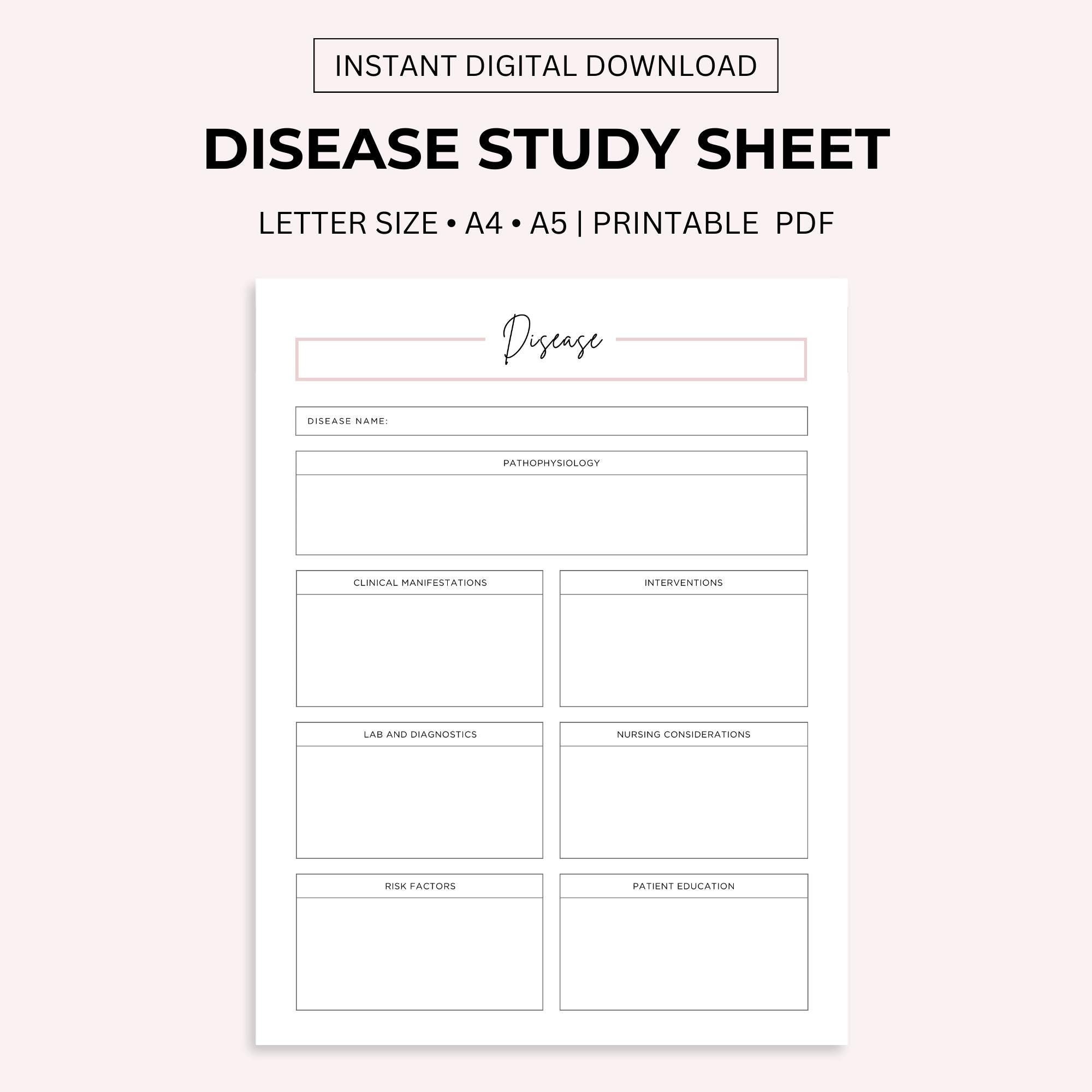 Nursing Student Disease Process Printable, Student Nurse Templates ...