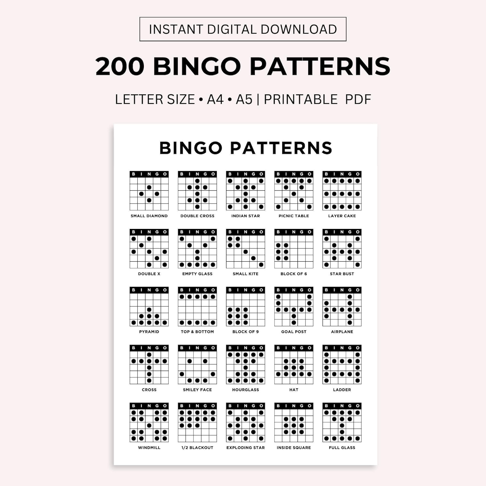 200 Bingo Patterns. Bingo Winning Patterns, Bingo Alphabet, Numbers ...