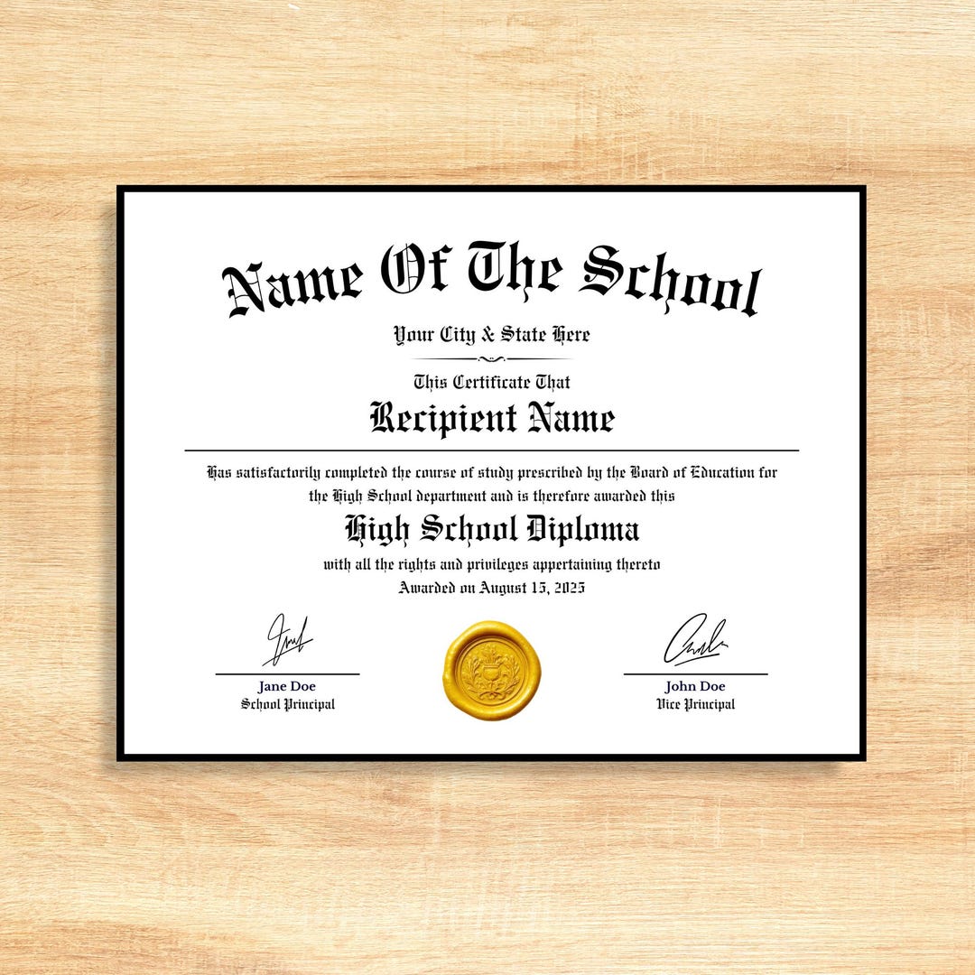 Editable High School Diploma: Canva Template - Etsy