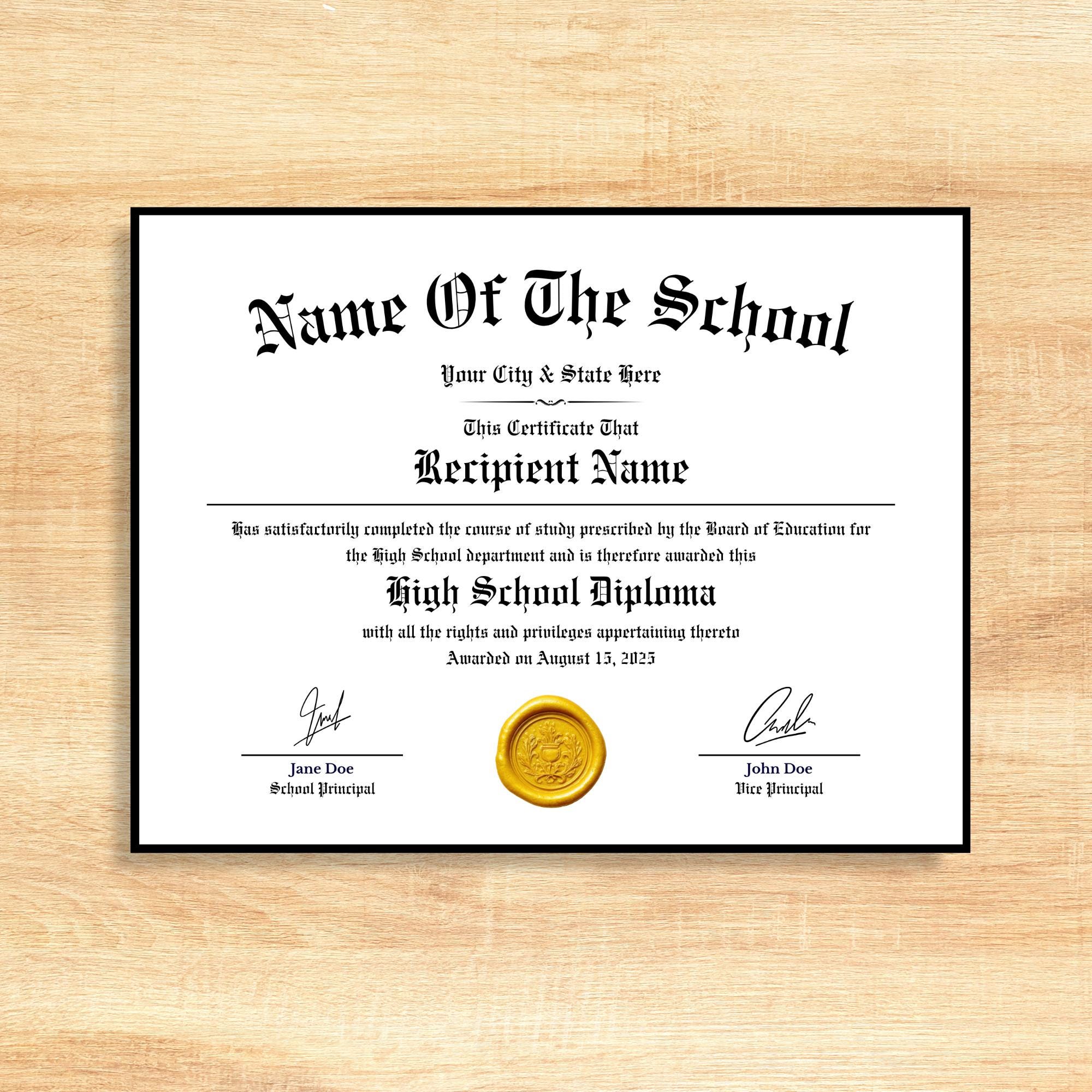 Editable High School Diploma: Canva Template - Etsy
