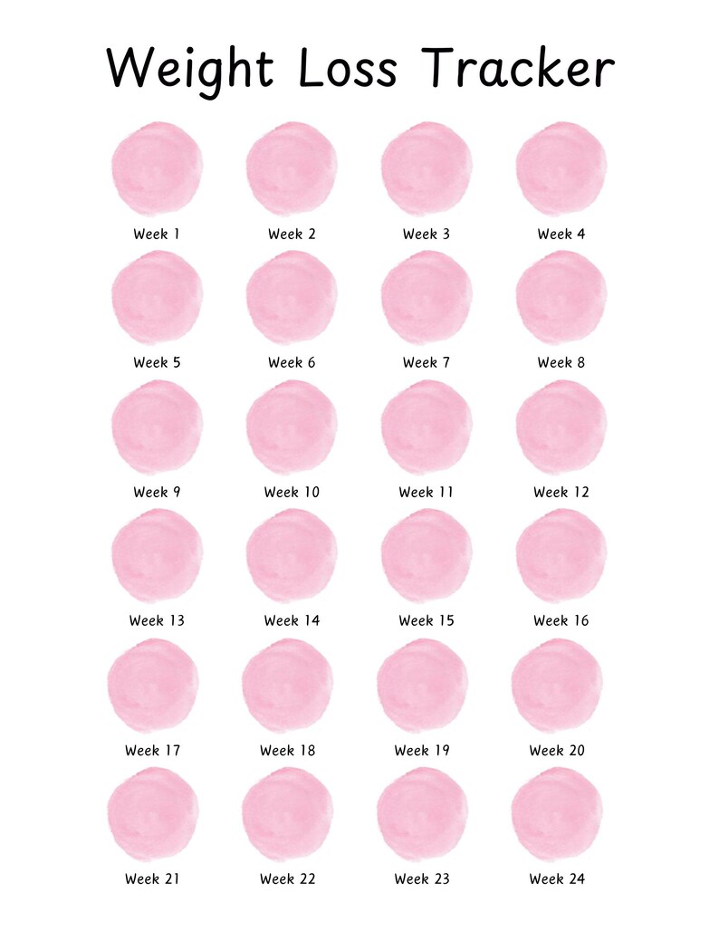 24 Weeks Weight Loss Tracker Printable. Weekly Weight Tracker. Fitness ...