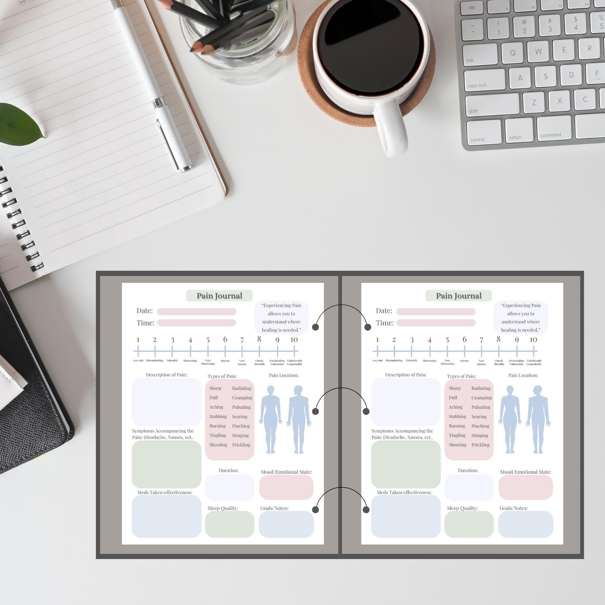 Daily Journal for Pain Tracking Management Printable Pain Journal Gift ...