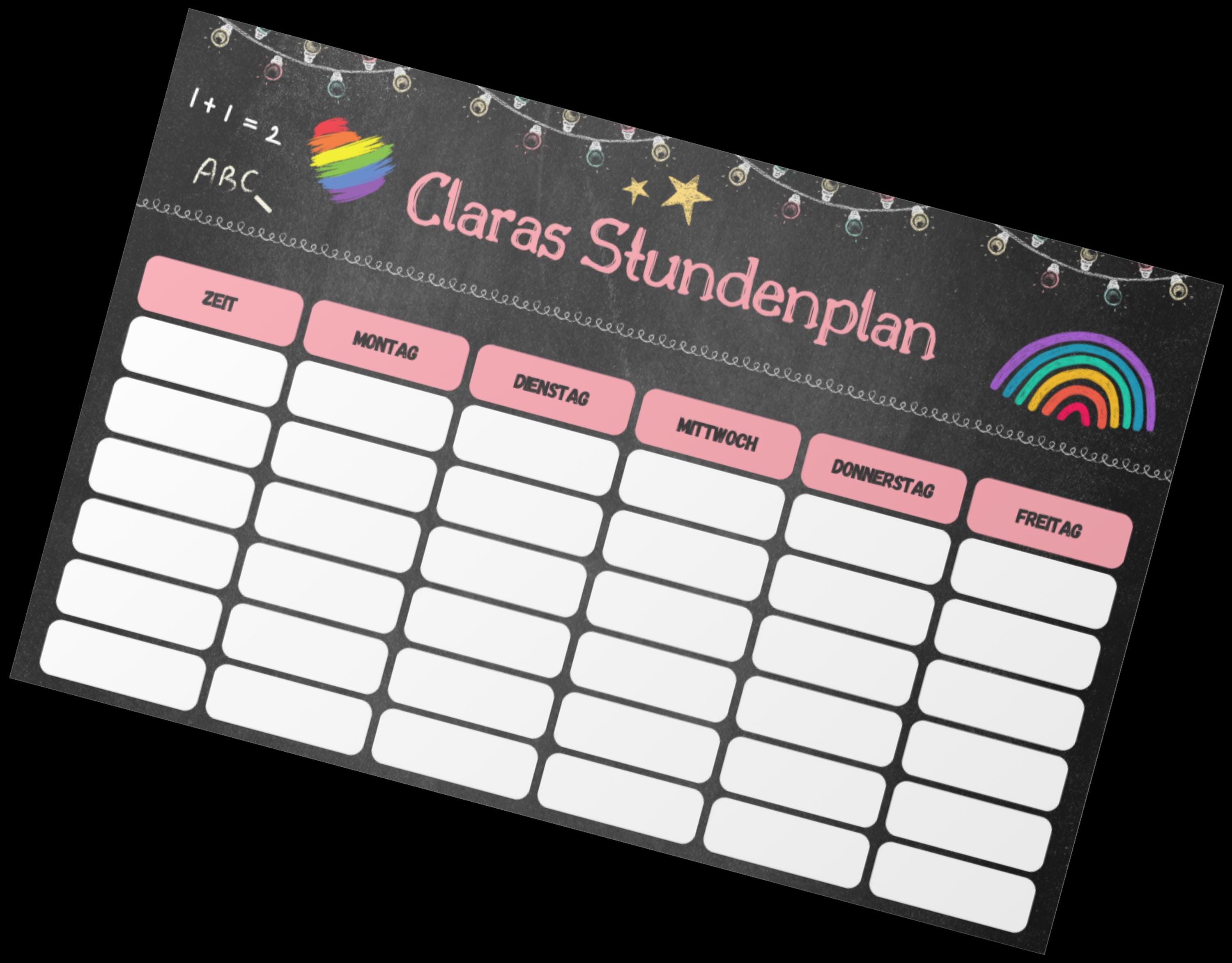 Personalized Timetable to Print, Timetable A4, Digital PDF - Etsy