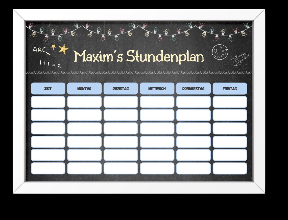 Personalized Timetable to Print, Timetable A4, Digital PDF - Etsy
