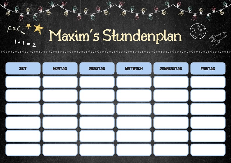 Personalized Timetable to Print, Timetable A4, Digital PDF - Etsy