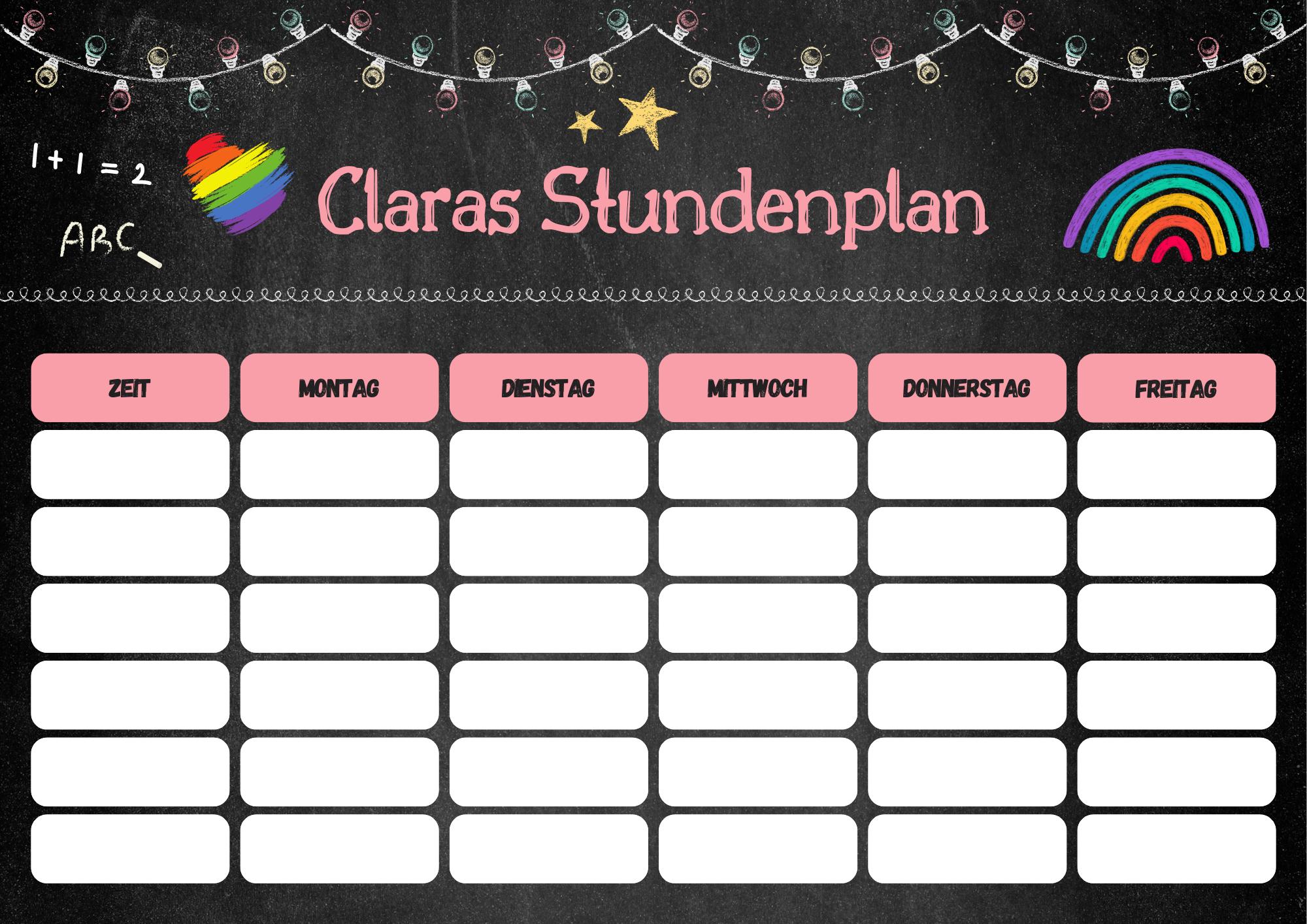 Personalized Timetable to Print, Timetable A4, Digital PDF - Etsy