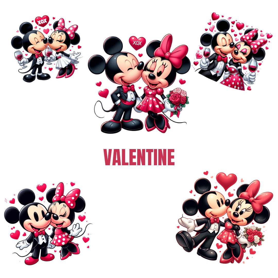 Micky & Minnievalentine PNG Design, Heart, Valentine Day Png, Digital ...