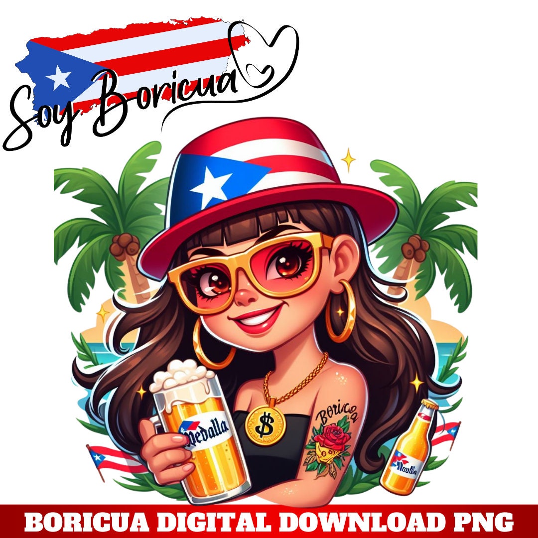 Boricua Girl/puerto Rico Cartoon Png/ PR/ PNG /puerto Rico Pride ...