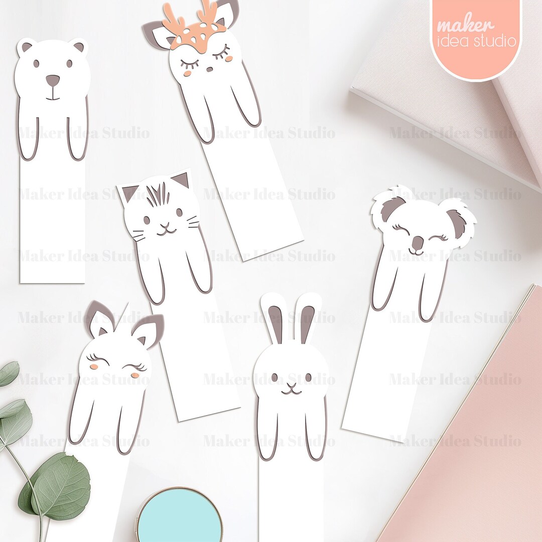 Animal Bookmark SVG Bundle, Cute Bookmark Svgs, Bear Bookmark, Cat ...