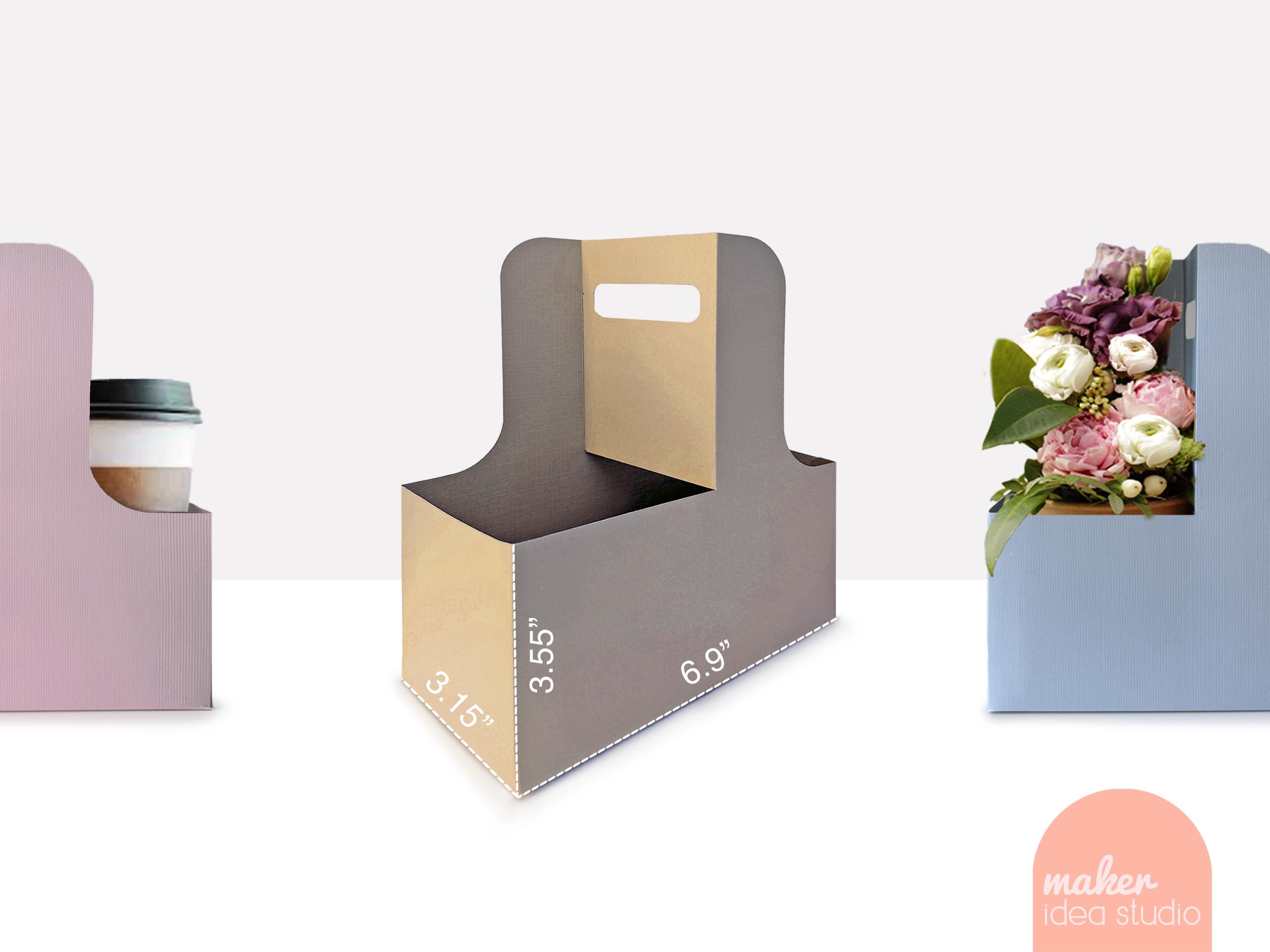 Coffee and Flower Box Template, Flower Gift Box Plant Favor Box Coffee ...