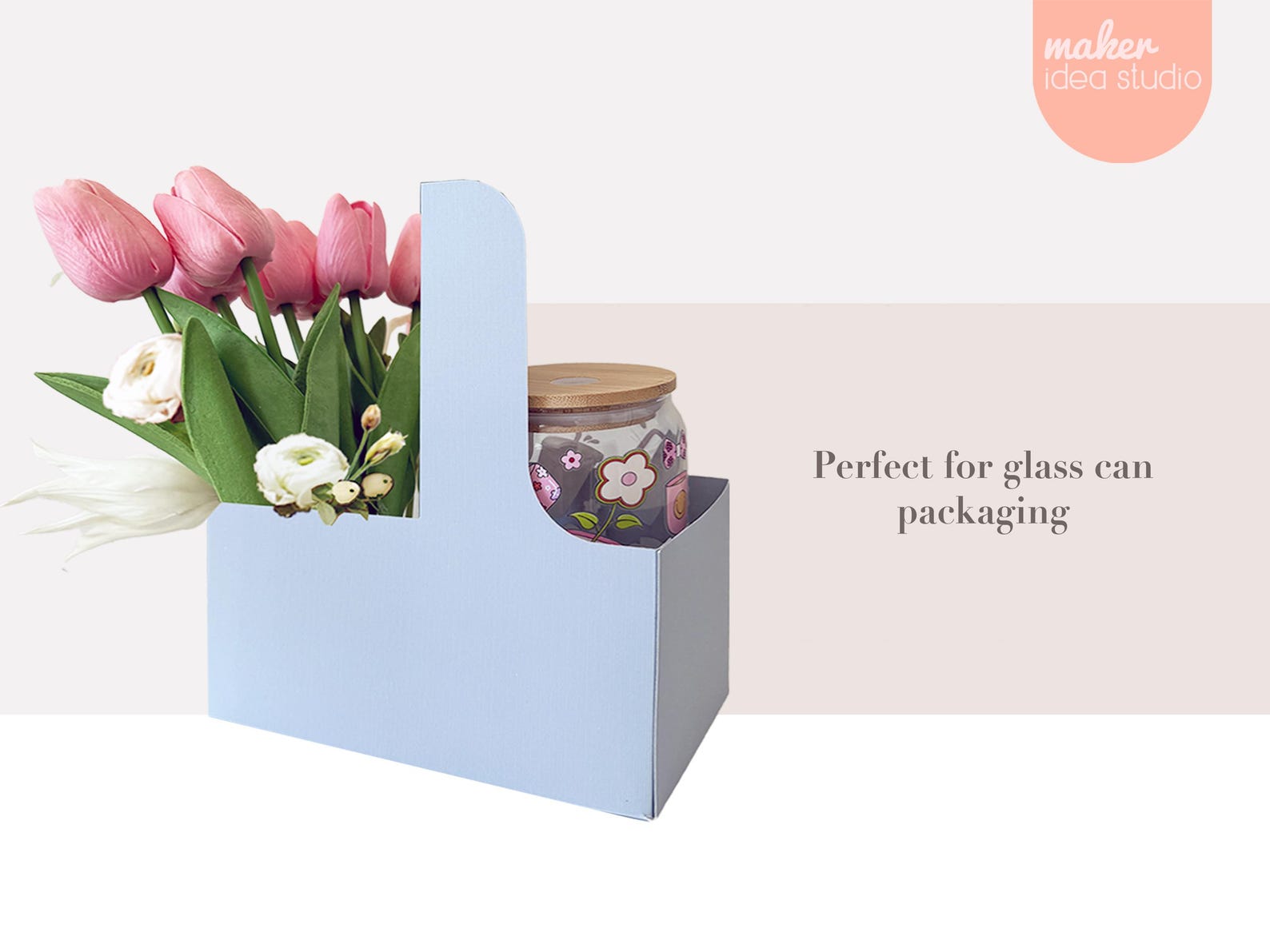 Coffee and Flower Box Template, Flower Gift Box Plant Favor Box Coffee ...