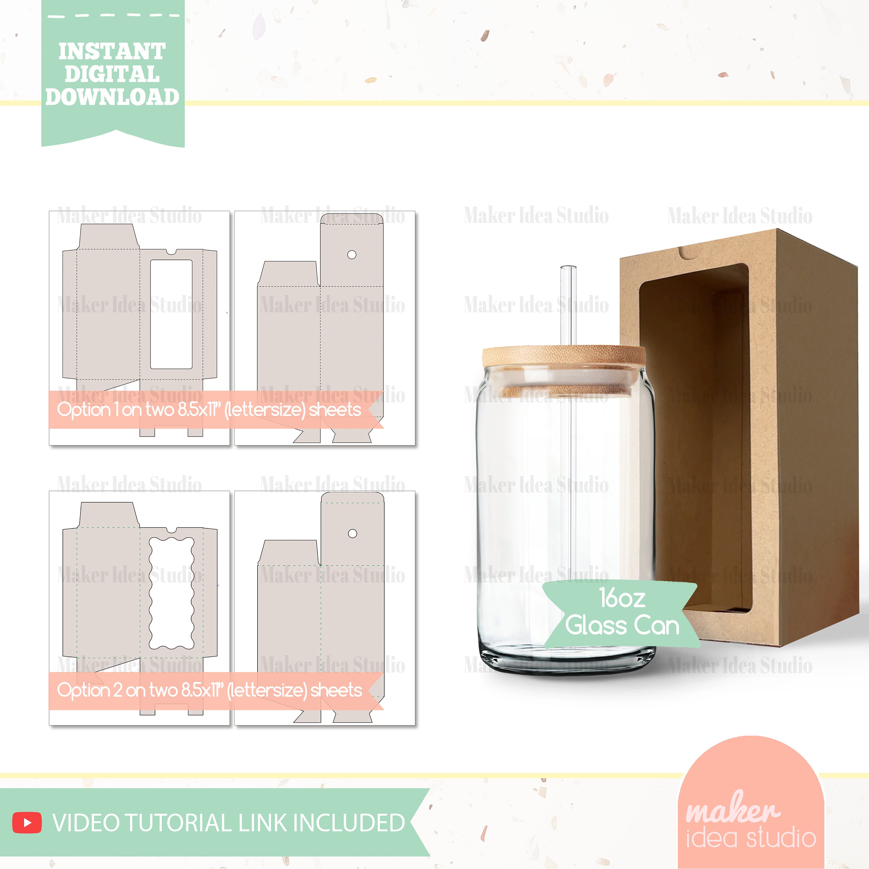 16oz Can Glass Box Template Beer Can Glass Gift Box Template Glass Can ...