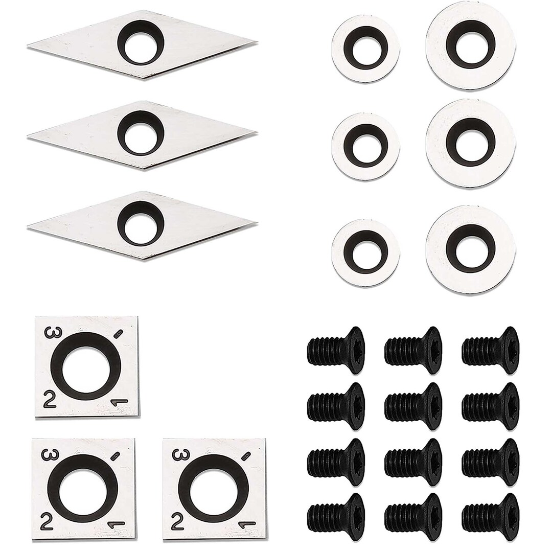 12 Pieces Carbide Cutter Inserts Set for Wood Lathe Turning Tools (14mm ...
