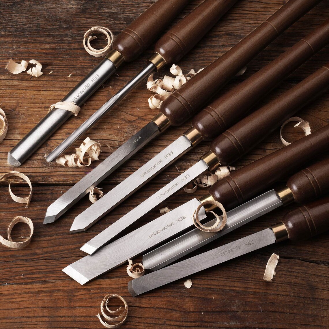 Wood Working 8 Pieces HSS Wood Turning Tools Lathe Chisel Set With Wooden Box Beech Wood High ...