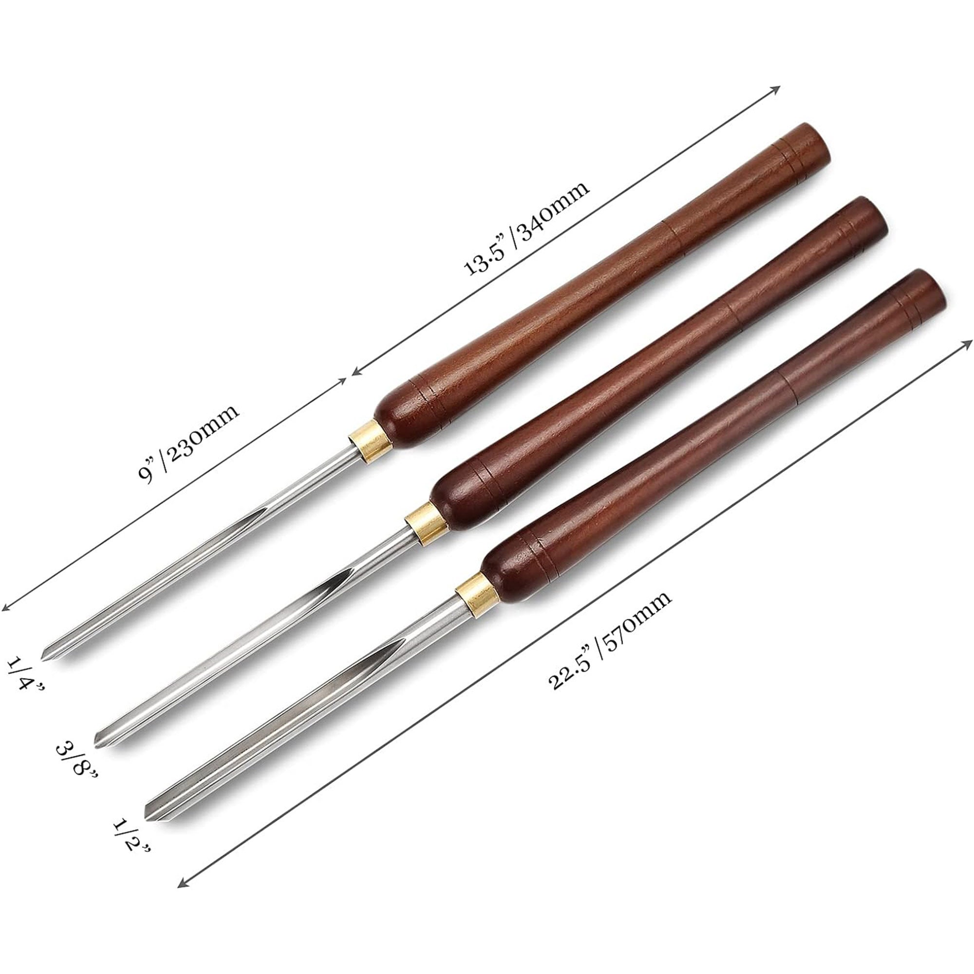 Woodturning HSS Bowl Gouge Set of 3, 22.5” Wood Lathe Bowl Turning ...