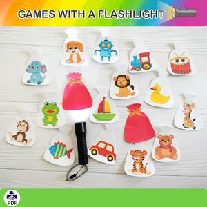 Fun Flashlight Game for Kids | Printable Peek-a-boo Bags Activity ...