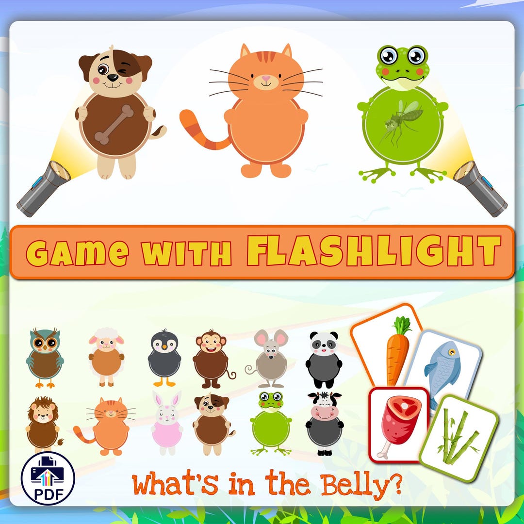 Flashlight Game: Shine the Light and Discover What Animals Eat - Etsy