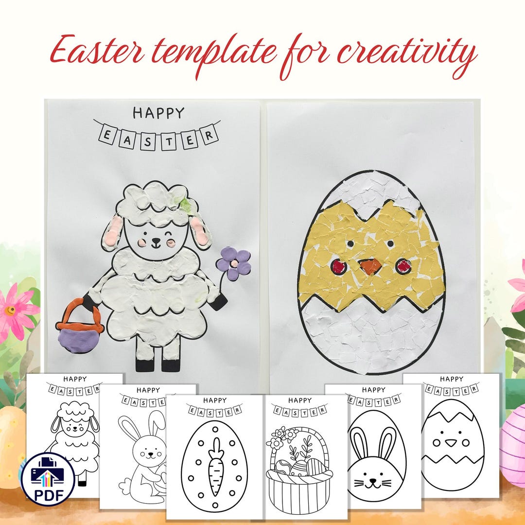 Easter Craft Templates | Printable Easter Craft, Torn Paper Kids ...