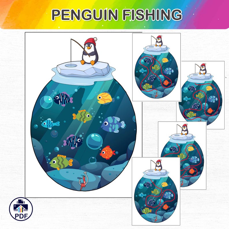 Printable Penguin Fish Game | Trace the Fish | Fun Activity for Kids - Etsy