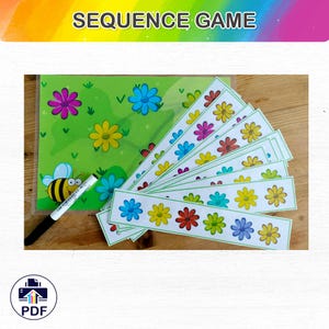 Sequence Game With Flowers and Bees | Printable Educational Activity ...