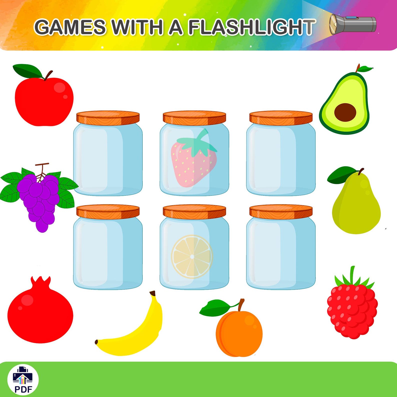 Flashlight Fruit Jar Game: Printable Sensory Activity (PDF Download) - Etsy