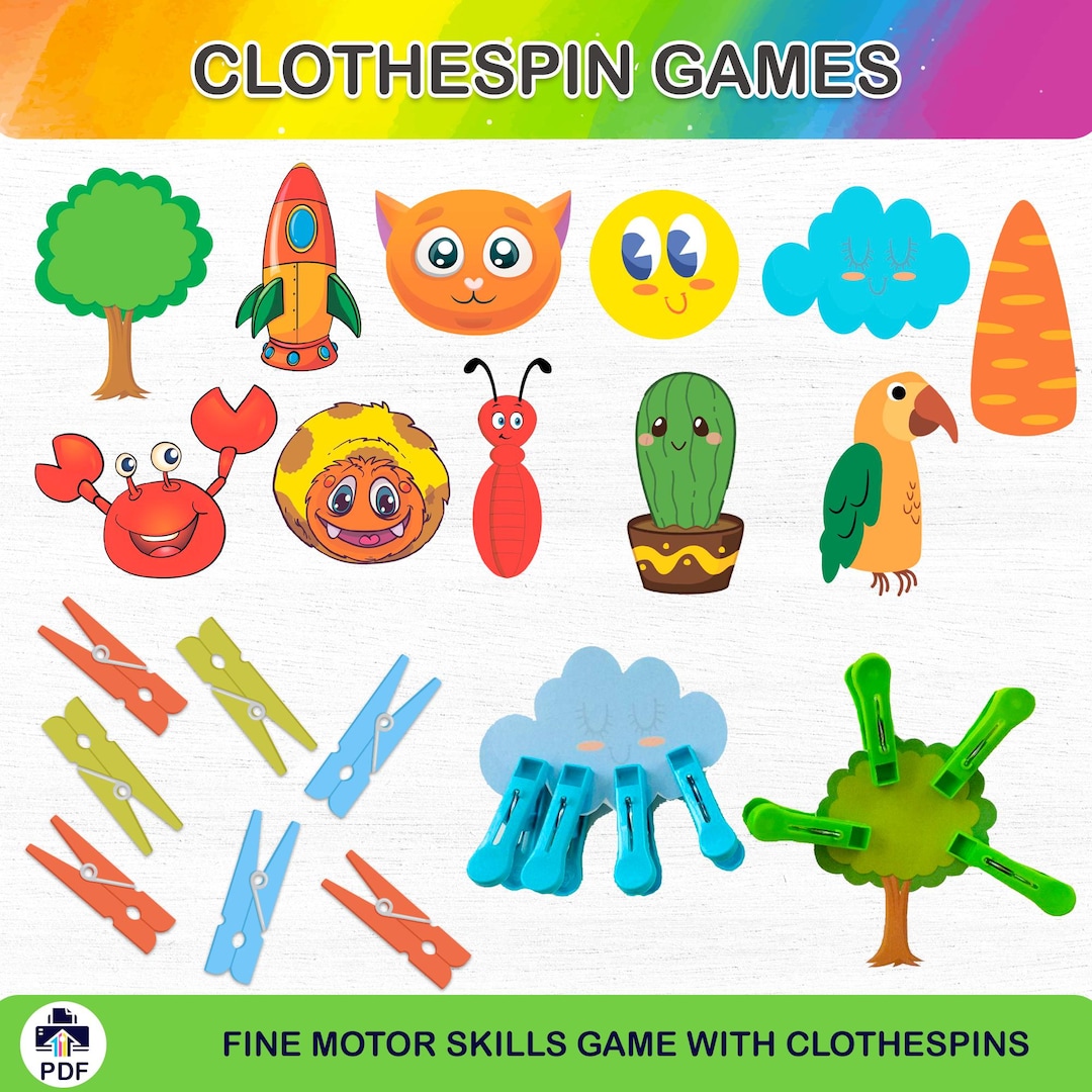Clothespin Games: Fine Motor Skills Activity (digital Download) - Etsy