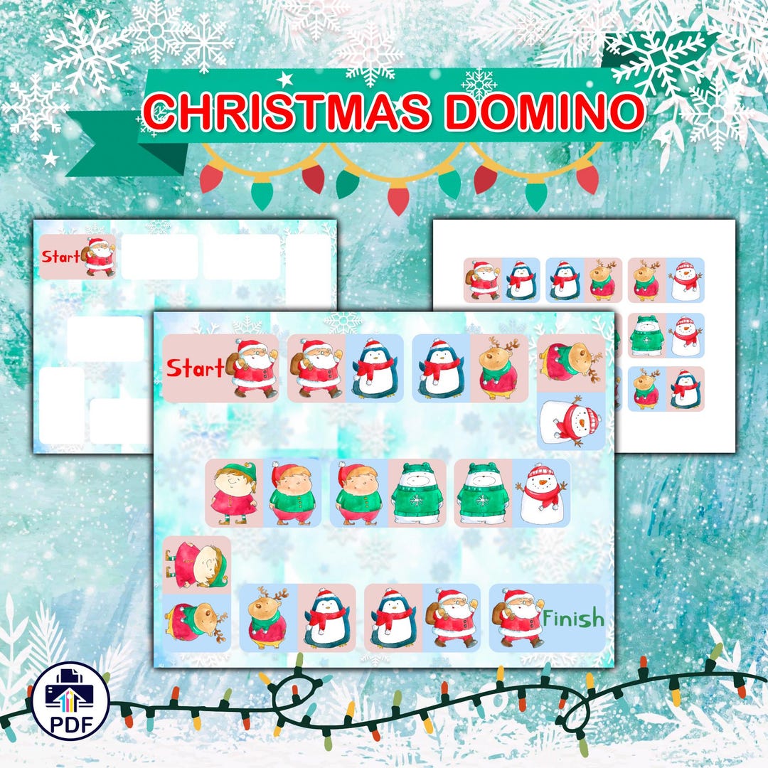 Christmas Domino Game Printable Holiday Dominoes for Kids PDF Download ...