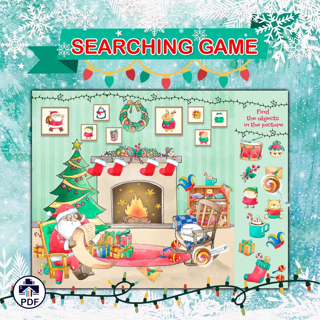 Christmas Holiday Scavenger Hunt Game Find the Hidden Objects Printable ...
