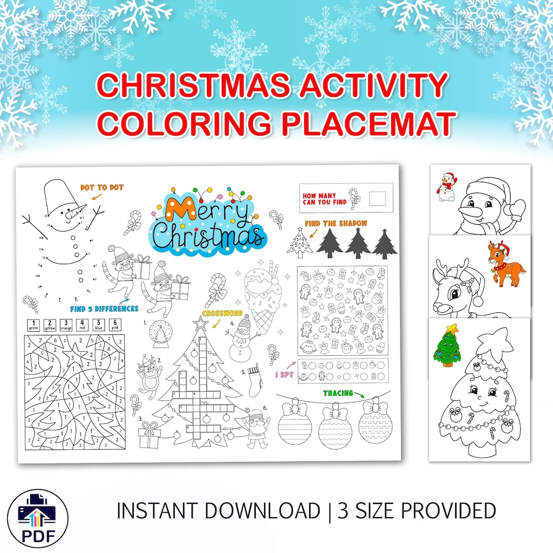 Merry Christmas Printable Christmas Placemat for Kids Fun Holiday ...