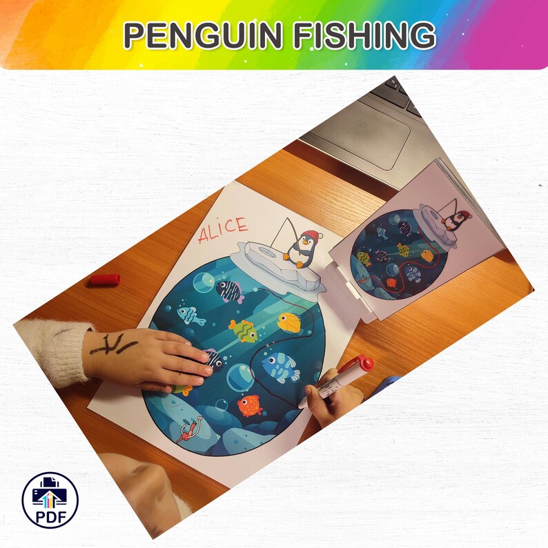 Printable Penguin Fish Game | Trace the Fish | Fun Activity for Kids - Etsy