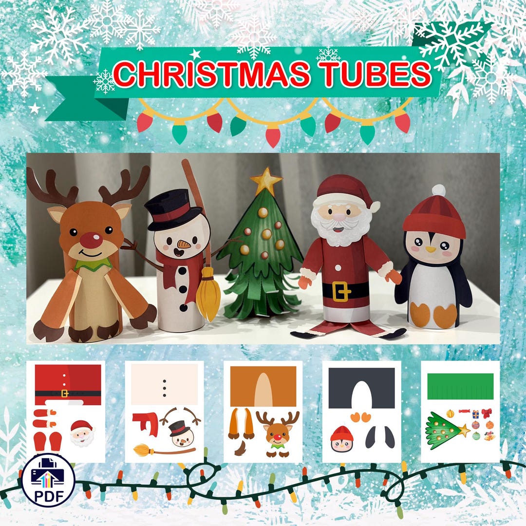Printable Christmas Toilet Paper Roll Craft Templates | Tube Craft Kit ...