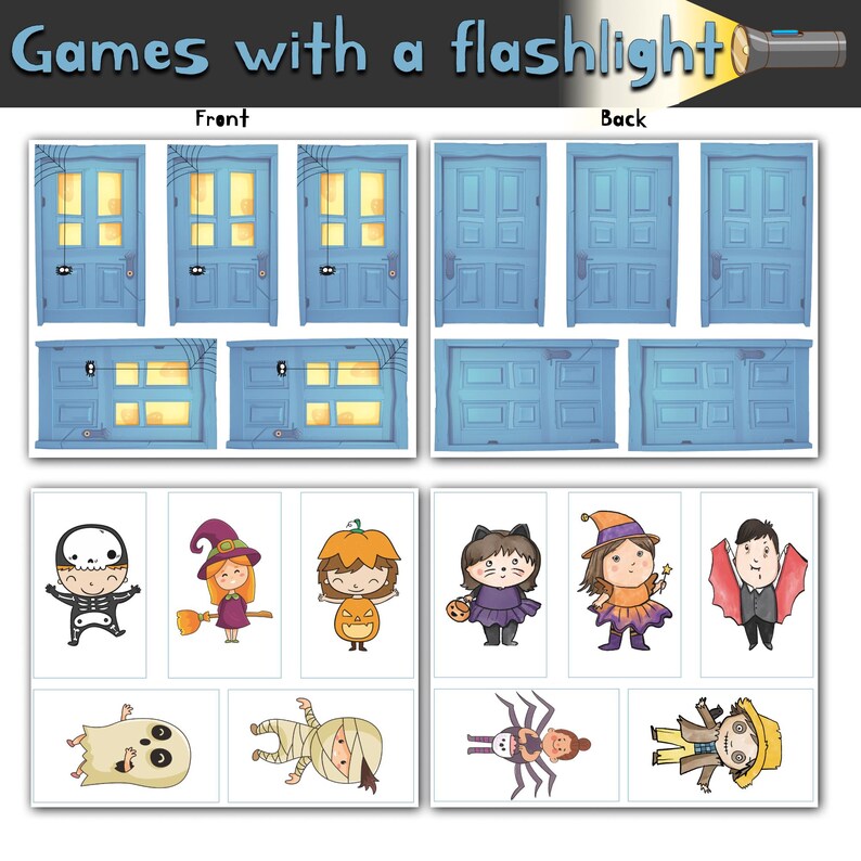 Halloween Flashlight Game | Printable PDF Peek-a-boo Doors | Fun ...