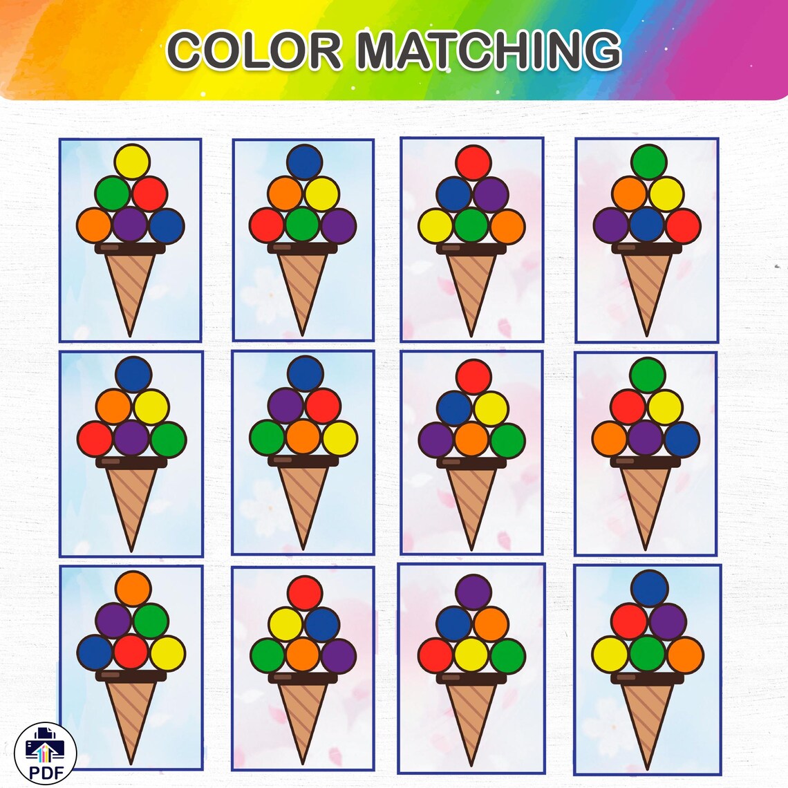 Build an Ice Cream Game for Kids | Printable Color Matching Activity ...