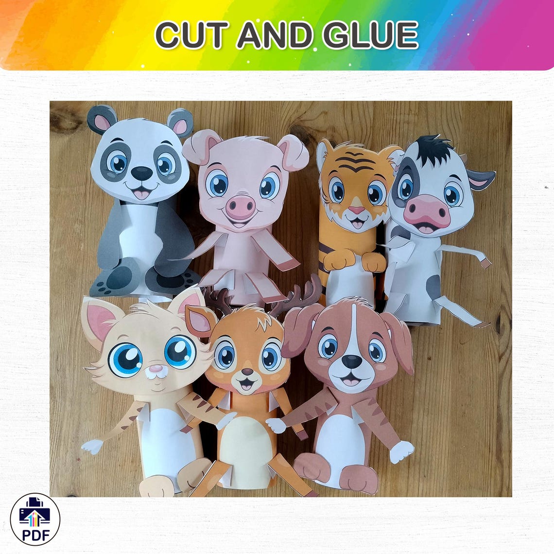 DIY Animal Tube Craft: Printable Cut-outs for Kids (PDF Download) - Etsy