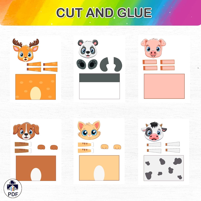 DIY Animal Tube Craft: Printable Cut-outs for Kids (PDF Download) - Etsy