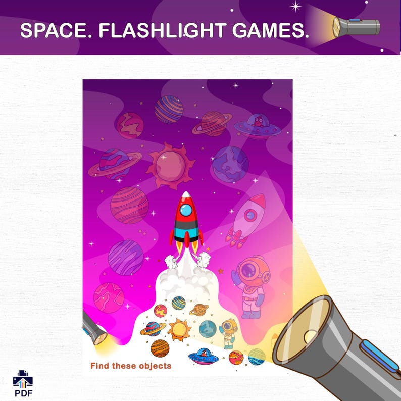 Space Adventure Flashlight Game - Printable PDF | Find Hidden Space ...