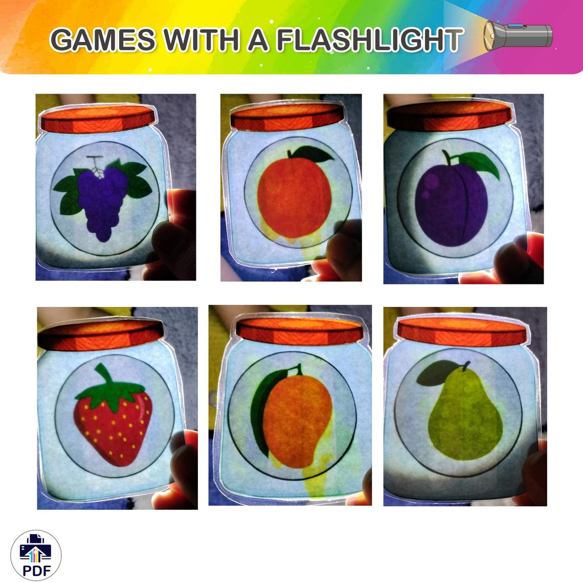 Flashlight Fruit Jar Game: Printable Sensory Activity (PDF Download) - Etsy