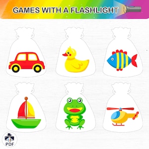 Fun Flashlight Game for Kids | Printable Peek-a-boo Bags Activity ...