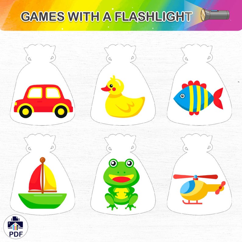 Fun Flashlight Game for Kids | Printable Peek-a-boo Bags Activity ...
