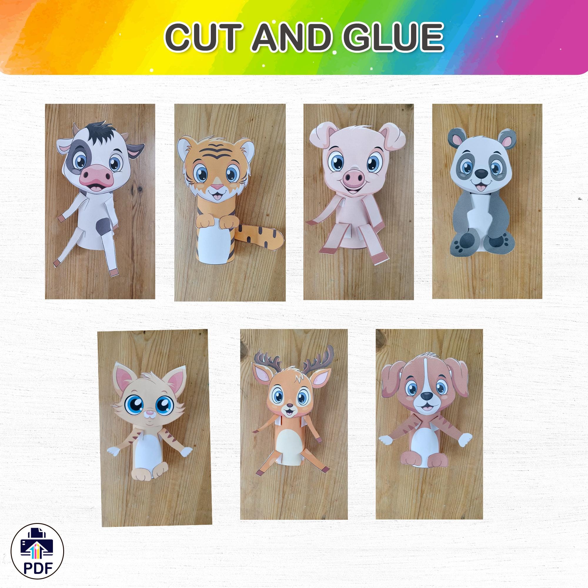 DIY Animal Tube Craft: Printable Cut-outs for Kids (PDF Download) - Etsy