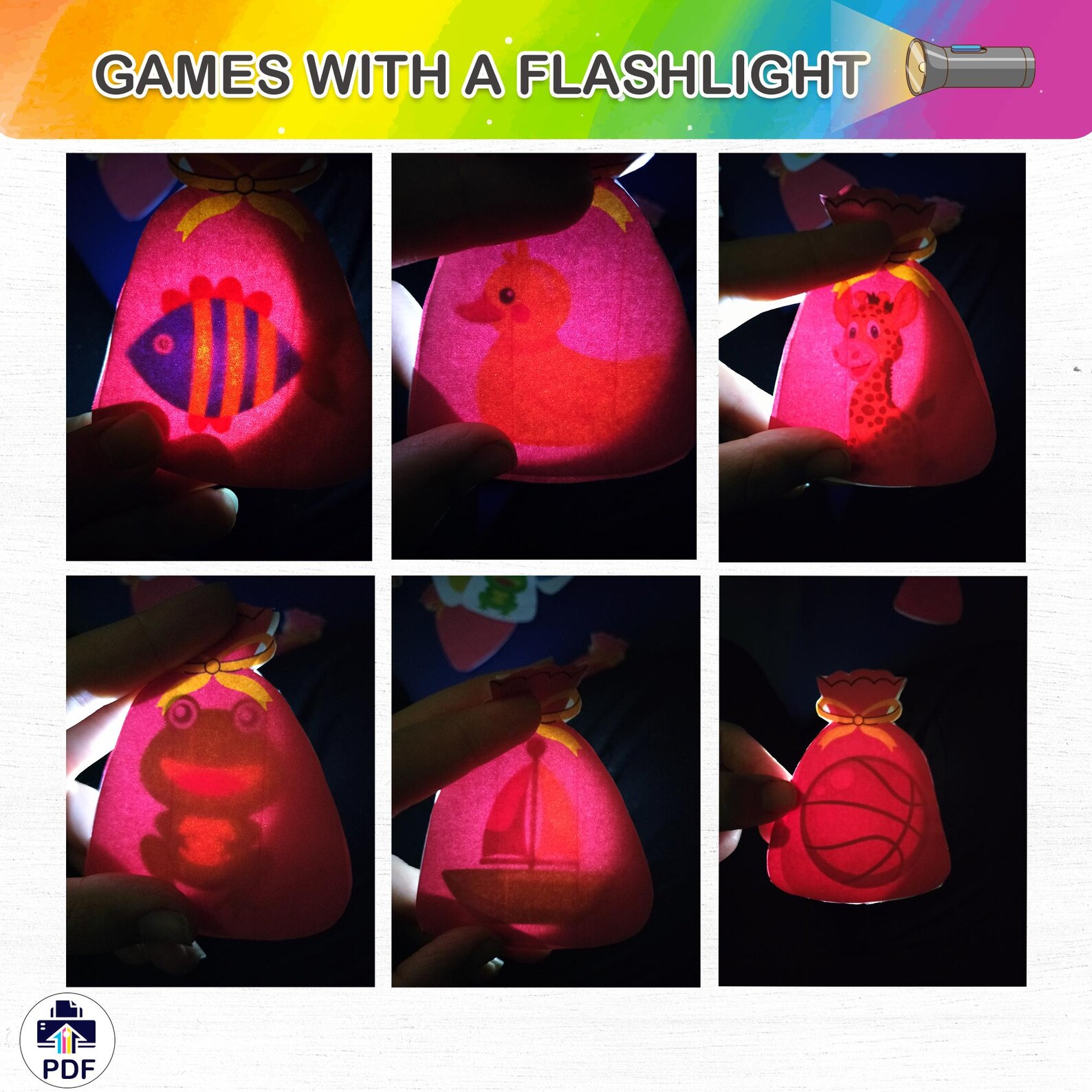 Fun Flashlight Game for Kids | Printable Peek-a-boo Bags Activity ...