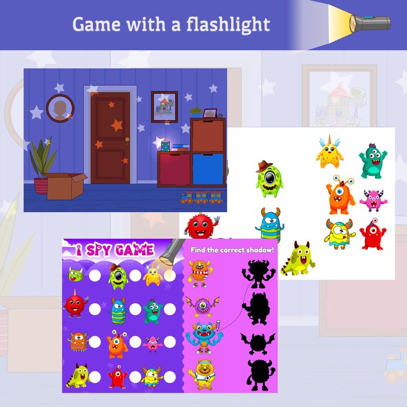 Monster Game With Flashlight - Fun Printable PDF for Kids - DIY ...