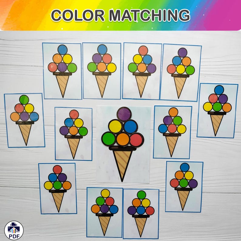 Build an Ice Cream Game for Kids | Printable Color Matching Activity ...
