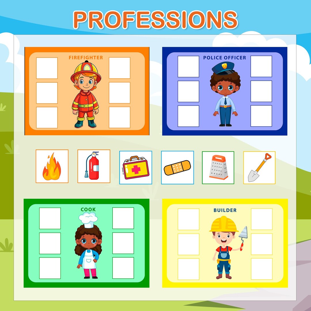 Printable Velcro Professions Game for Kids - 5 Fun Career - Activity ...