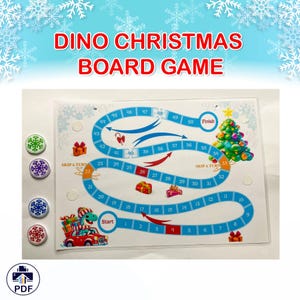 Dino Christmas Board Game PDF Printable Christmas Game for Kids Dino in ...