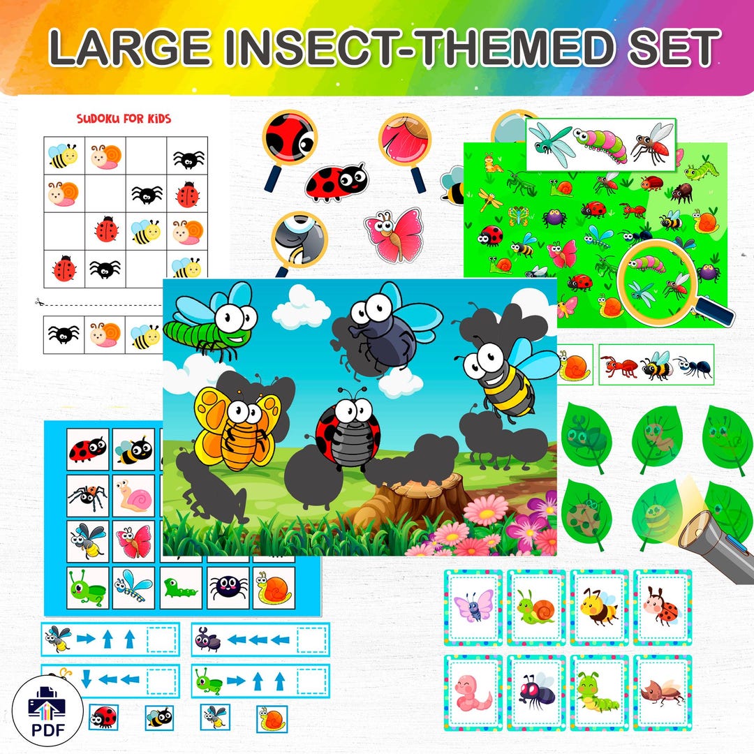 Large Insect-themed Activity Set for Kids | Games With Flashlight ...