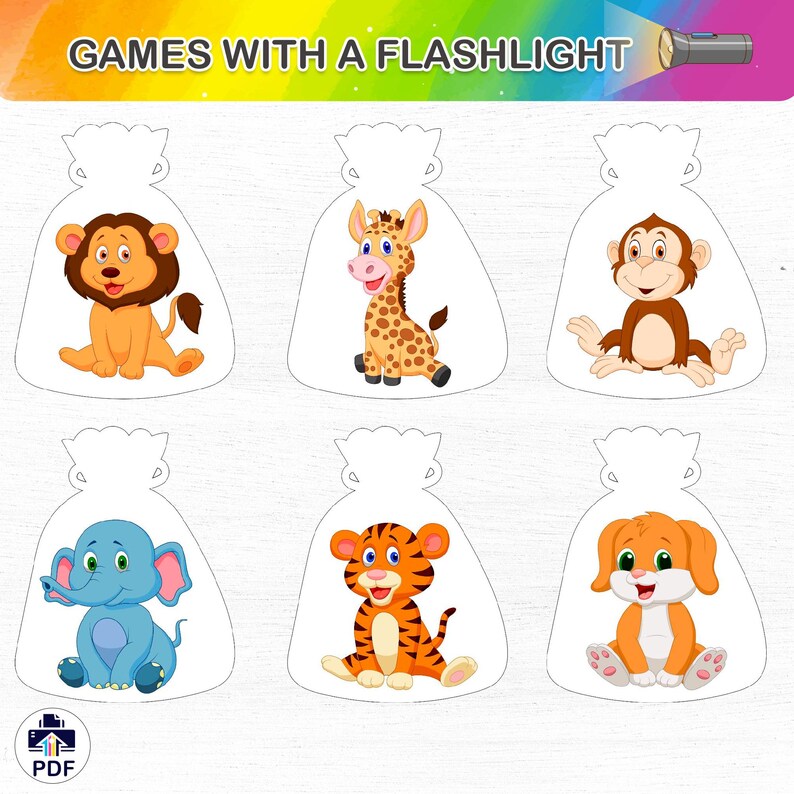 Fun Flashlight Game for Kids | Printable Peek-a-boo Bags Activity ...