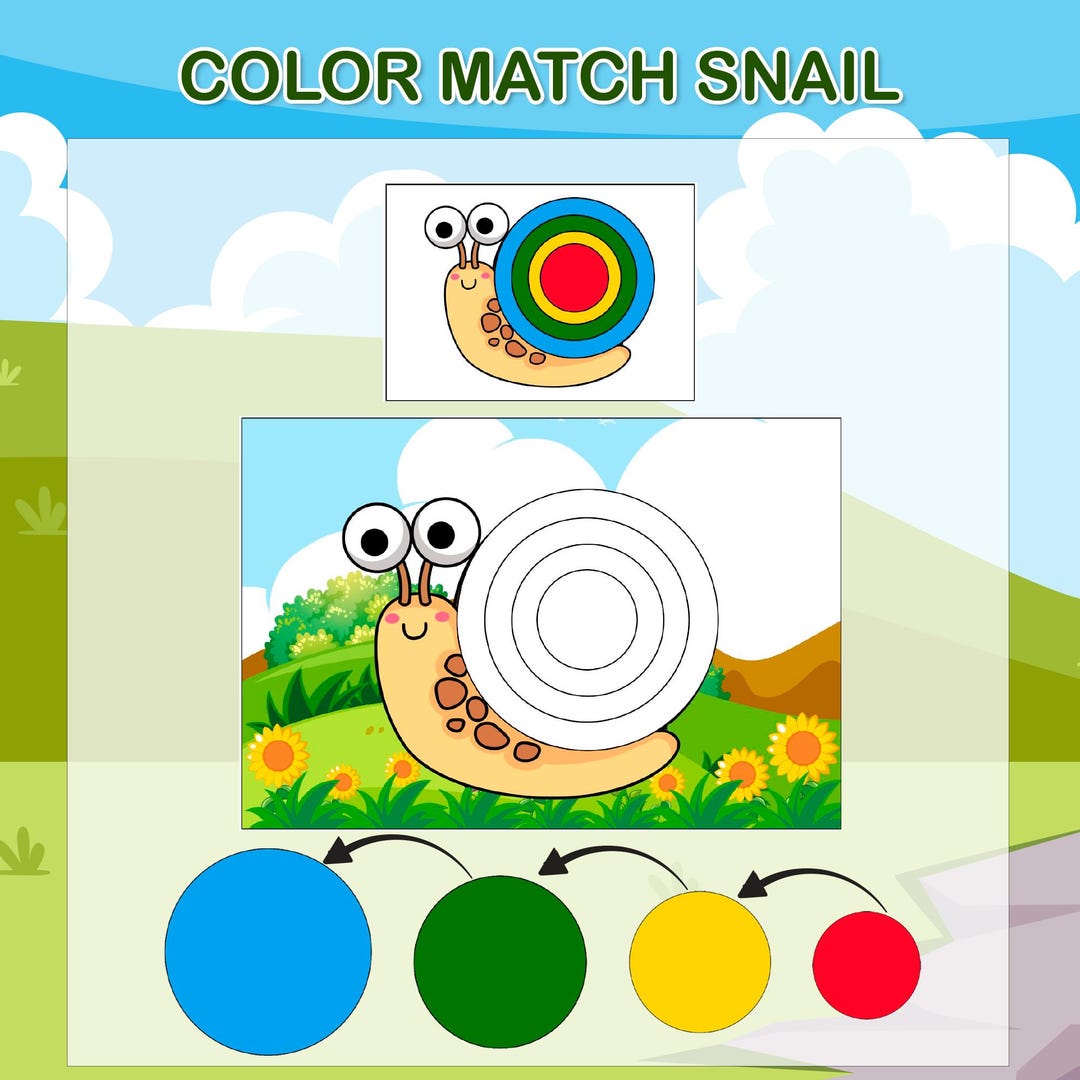 Snail Color Match Game: Learn Colors With Fun! - Etsy