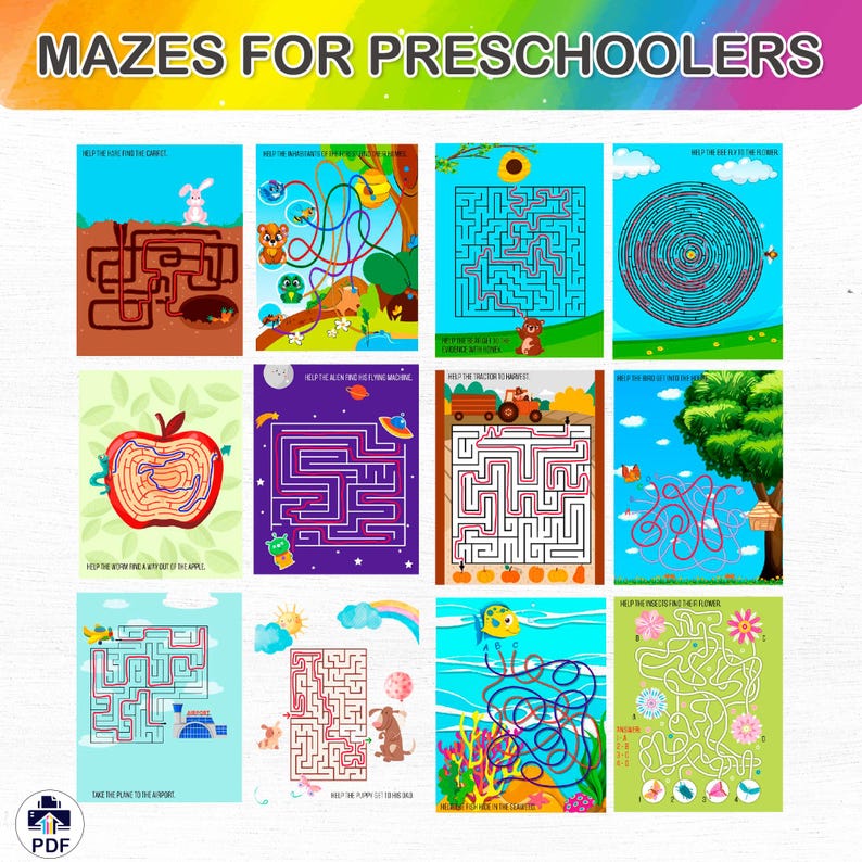 Printable Mazes for Preschoolers | Fun and Educational Maze Book | 47 ...